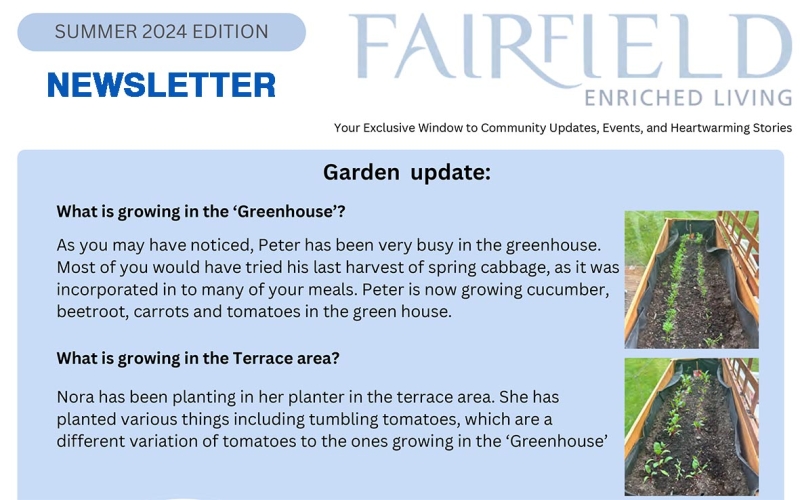 Summer Newsletter - Fairfield Residential Home